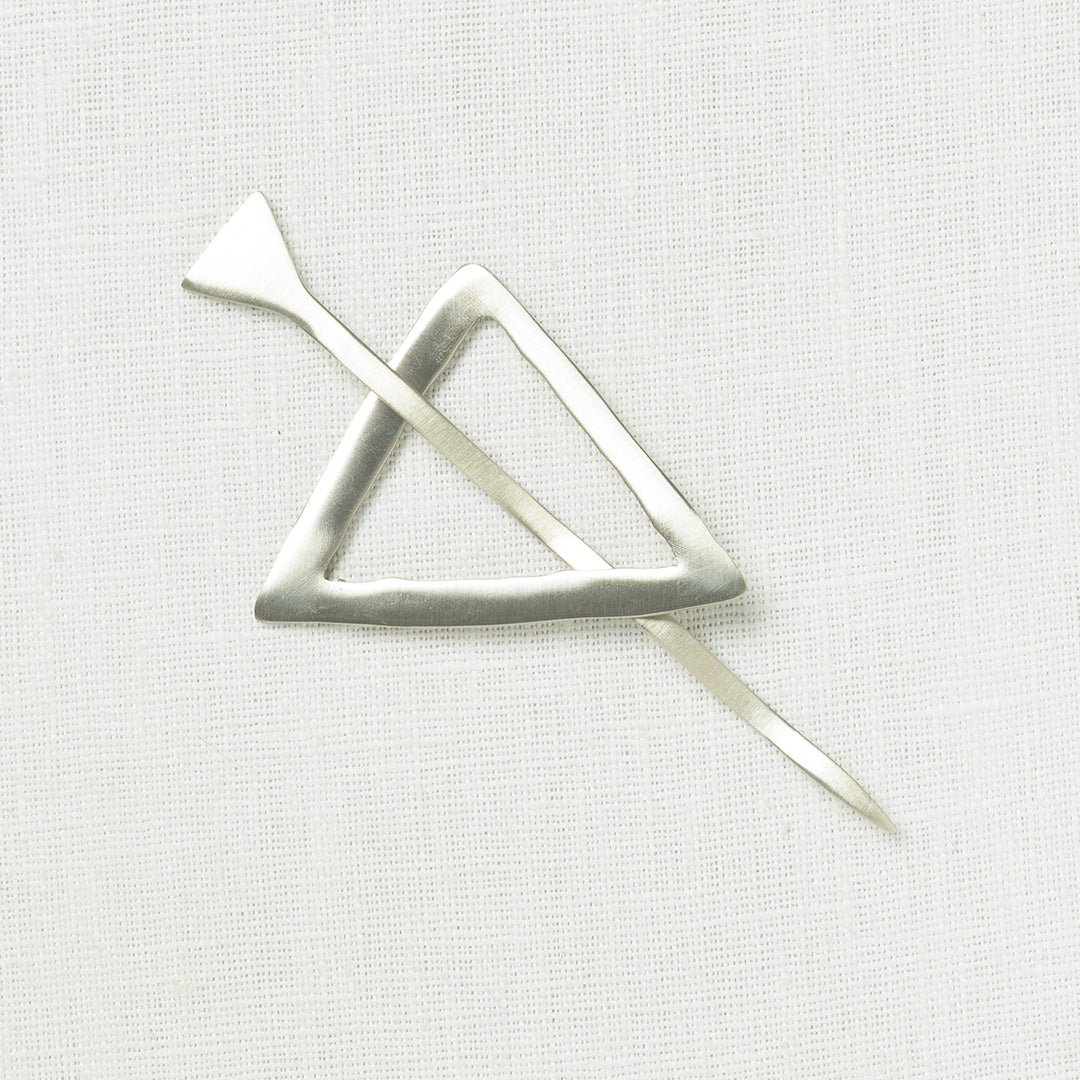 JUL Designs Midcentury Modern Triangle Shawl Pin, White Brass – Wool ...