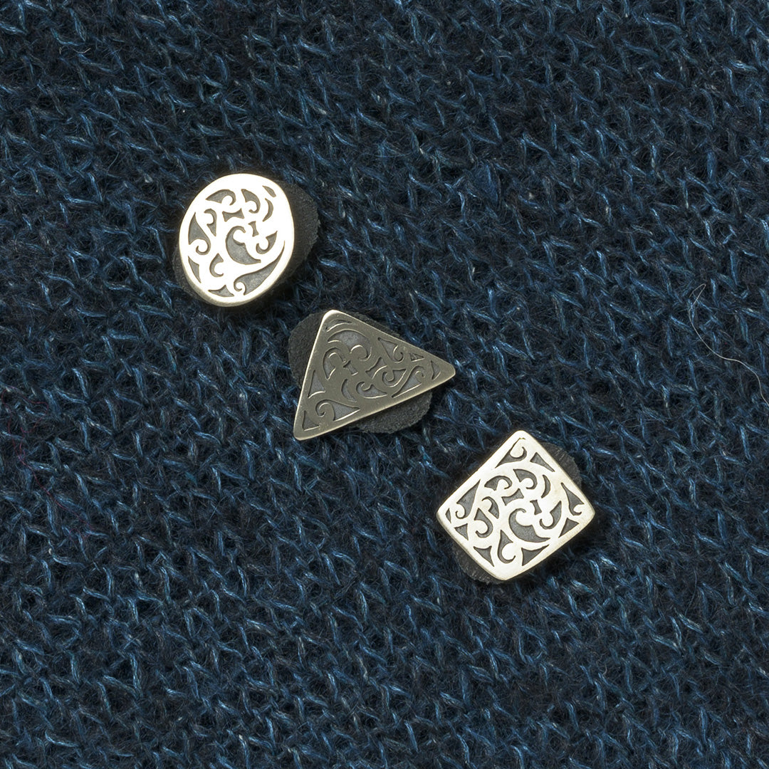 JUL Designs Modern Ornate Stud Buttons Set of 3, White Brass – Wool and ...