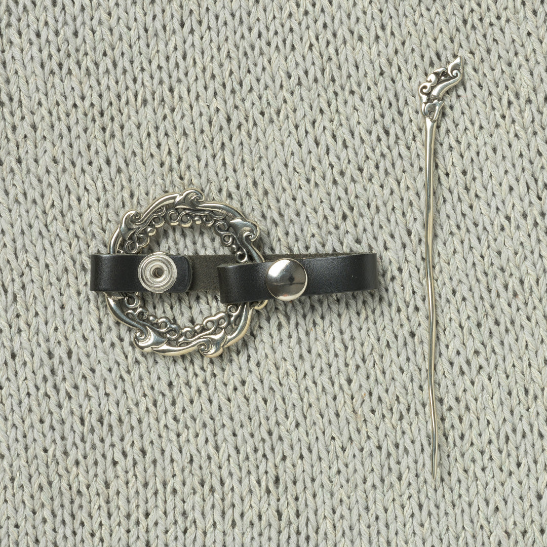 JUL Designs Waterfall Shawl Cuff & Pin, Black w/ White Brass Hardware ...